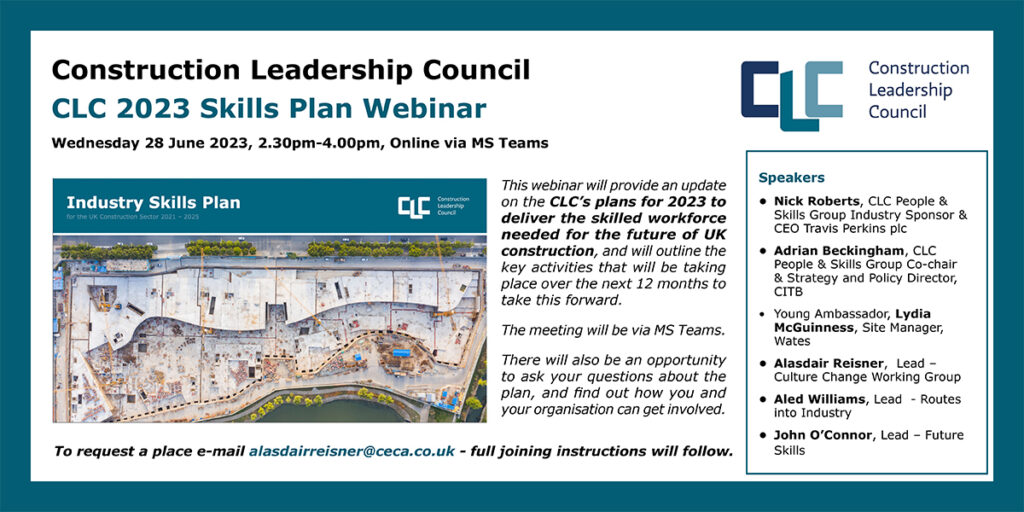 CLC 2023 Skills Plan Webinar – Construction Leadership Council